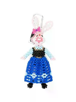 CHOPOVA LOWENA Warrior Rabbit Beaded Keyring - Blue
