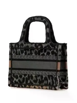 Dior 2021 Mizza Mini Embroidered Leopard Book Tote Handbag