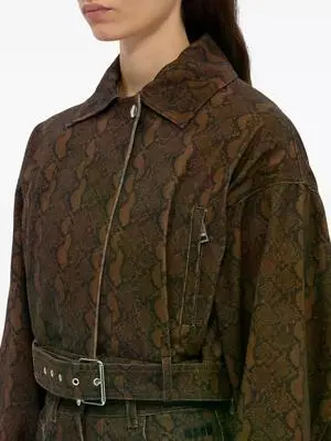 MSGM Patterned Belted Coat - Brown