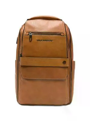 PIQUADRO Multi-pocket Leather Backpack - Brown