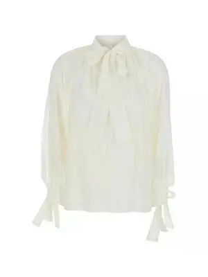 TELA Bow-detail Cotton Blouse - Neutrals