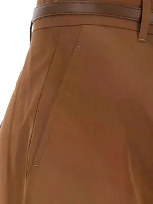 Max Mara Belted Wide Leg Cotton Trousers - Brown