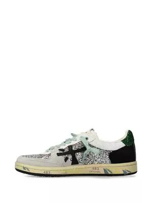 Premiata Grey Glitter Embellished Lace-up Sneakers
