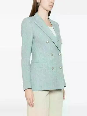 Tagliatore Herringbone Double-breasted Jacket - Blue