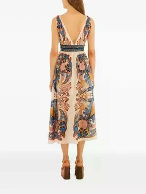 Farm Rio Soft Pink Garden Print Midi Dress
