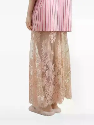 Dolce & Gabbana Chantilly Lace Midi Skirt - Pink