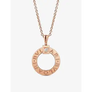 BVLGARI 18ct Rose Gold Diamond Pendant Necklace - Pink