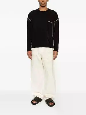 Isabel Benenato Stitched Crew-neck Sweater