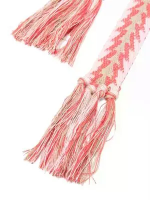 PIERRE-LOUIS MASCIA Patterned Belt With Tassels - Pink