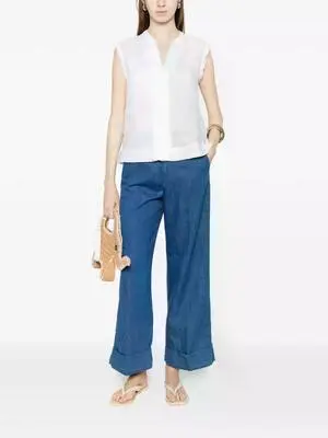 WHITE SAND Cuffed Trousers - Blue