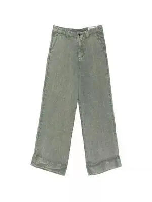 WHITE SAND Cuffed Linen Trousers - Grey