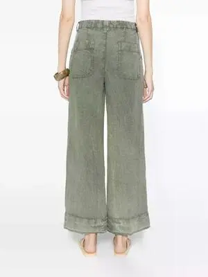 WHITE SAND Cuffed Linen Trousers - Grey