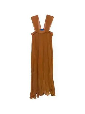 MES DEMOISELLES V-neck Pleated Dress - Brown
