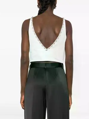 Maje Jewelled Collar Taffeta Crop Top