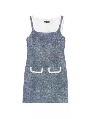 Maje Square Neck Tweed Mini Dress - Blue