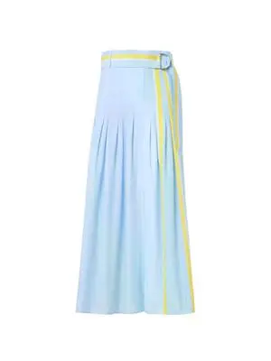 Akris Striped-detail Pleated Midi Skirt - Blue