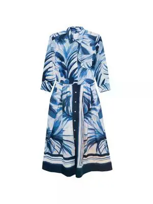 SARA ROKA Floral Print Shirt Dress