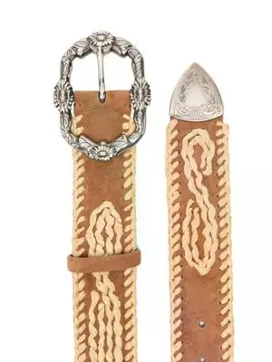 Ermanno Scervino Flower Buckle Woven Belt