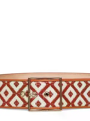 Max Mara Raffia Effect Wide Belt - Brown