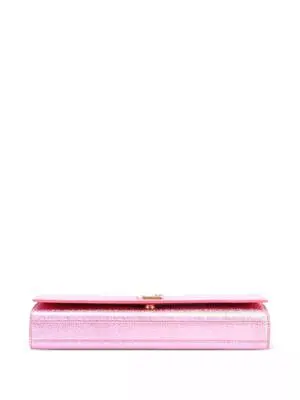 Saint Laurent Classic Monogram Metallic Long Clutch - Pink