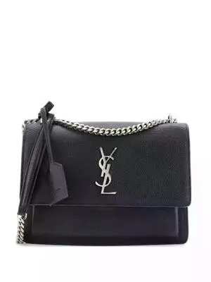 Saint Laurent Sunset Leather Medium Crossbody Bag - Black
