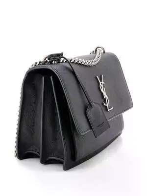 Saint Laurent Sunset Leather Medium Crossbody Bag - Black