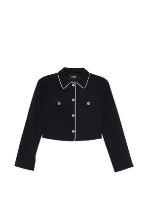 Maje Cropped Buttoned Jacket - Blue
