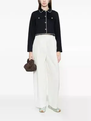 Maje Cropped Buttoned Jacket - Blue