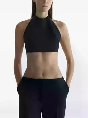 MUGLER Cropped Halterneck Top - Black