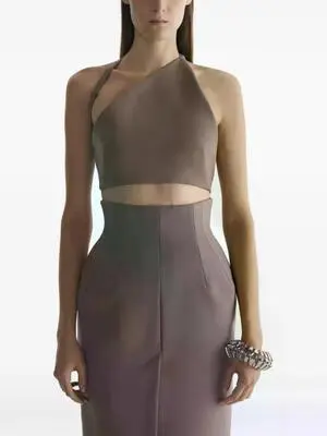 MUGLER Cut-out Cropped Top - Black