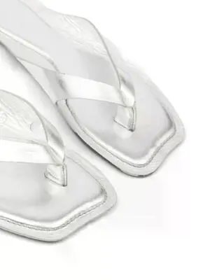 MAISON MARGIELA Laminated Leather Flat Sandals - Silver