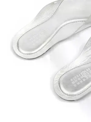 MAISON MARGIELA Laminated Leather Flat Sandals - Silver