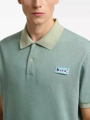 Marni Jacquard Short-sleeve Polo Shirt - Blue