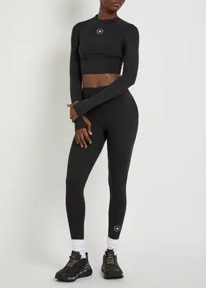 Stella McCartney Adidas X Training Cropped Stretch-jersey Top - Black