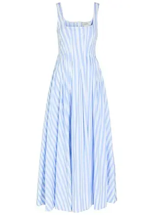 Sportmax Striped Cotton Maxi Dress - Light Blue