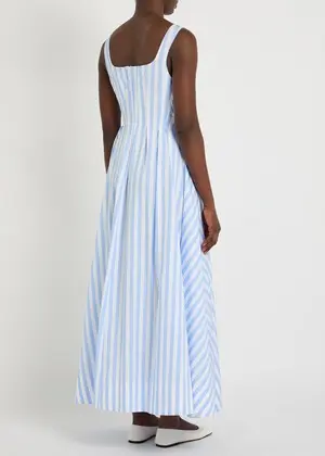 Sportmax Striped Cotton Maxi Dress - Light Blue