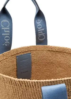 Chloé Woody Raffia Basket Bag - Blue