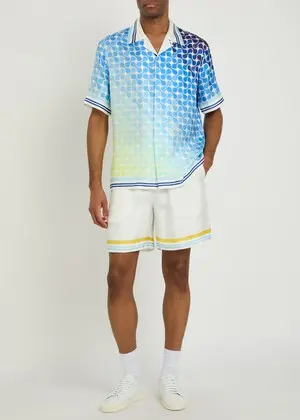 Casablanca Striped-trim Silk-twill Shorts - White