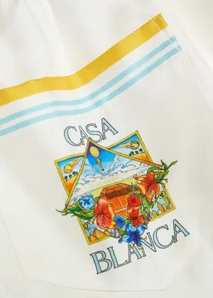 Casablanca Striped-trim Silk-twill Shorts - White