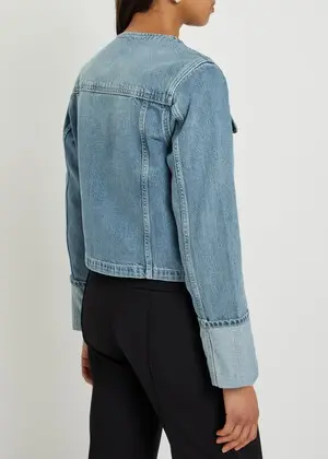 Paige Panelled Denim Jacket - Light Blue