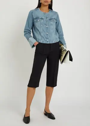 Paige Panelled Denim Jacket - Light Blue