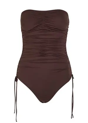 Melissa Odabash Sydney Ruched Swimsuit Brown
