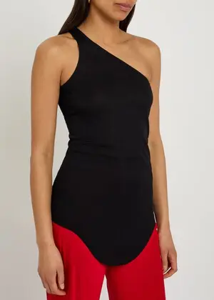 Rick Owens One-shoulder Fine-knit Tank - Black