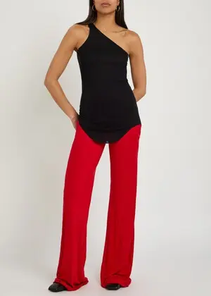 Rick Owens One-shoulder Fine-knit Tank - Black