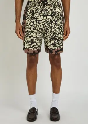Dries Van Noten Printed Satin Shorts - Black