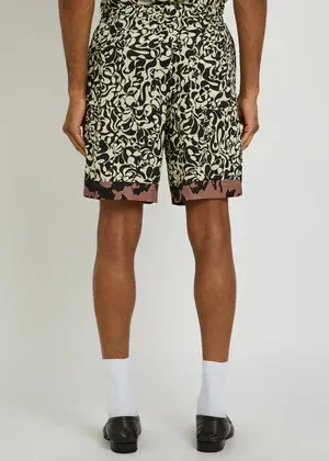 Dries Van Noten Printed Satin Shorts - Black
