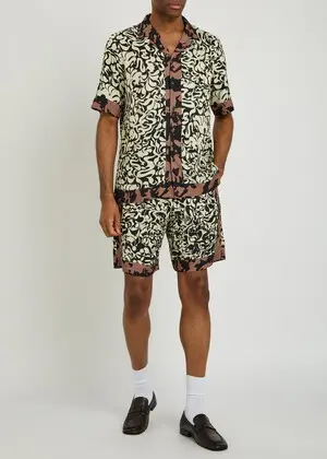 Dries Van Noten Printed Satin Shorts - Black