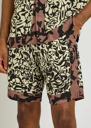 Dries Van Noten Printed Satin Shorts - Black