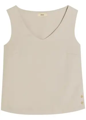 Herno Satin-crepe V-neck Top - Cream