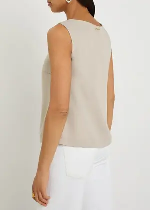 Herno Satin-crepe V-neck Top - Cream